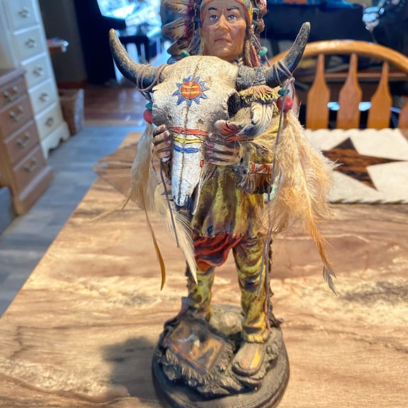 Hobby Lobby | Art | Native American Figurine With Buffalo Skull | Poshmark